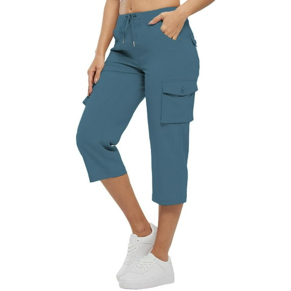 Womens Cargo Capris with Pockets Loose Fit Casual Capri Pants Dressy ...
