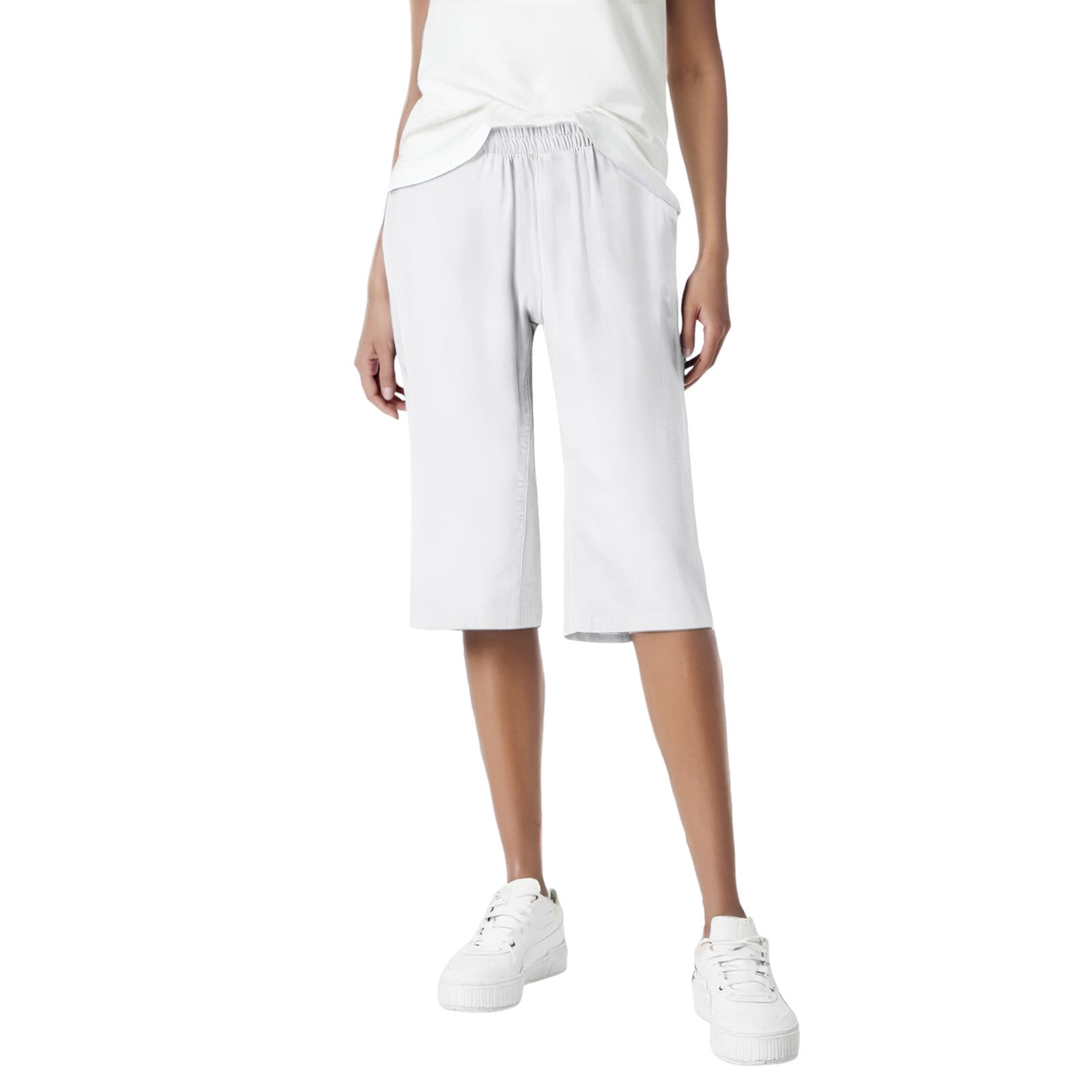 Womens Cargo Pants Ladies Casual Linen Baggy Pants With Elastic Waist ...