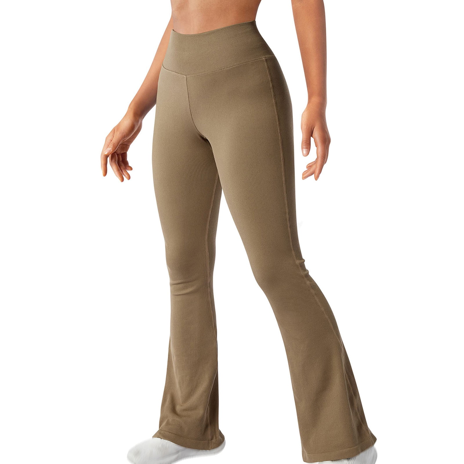 Womens Casual Bootleg Yoga Pants High Waisted Tummy Control Flare Pants ...