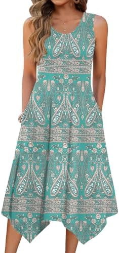 Womens Casual Dress for Summer Tank Dress Loose Flowy Beach Dress with ...