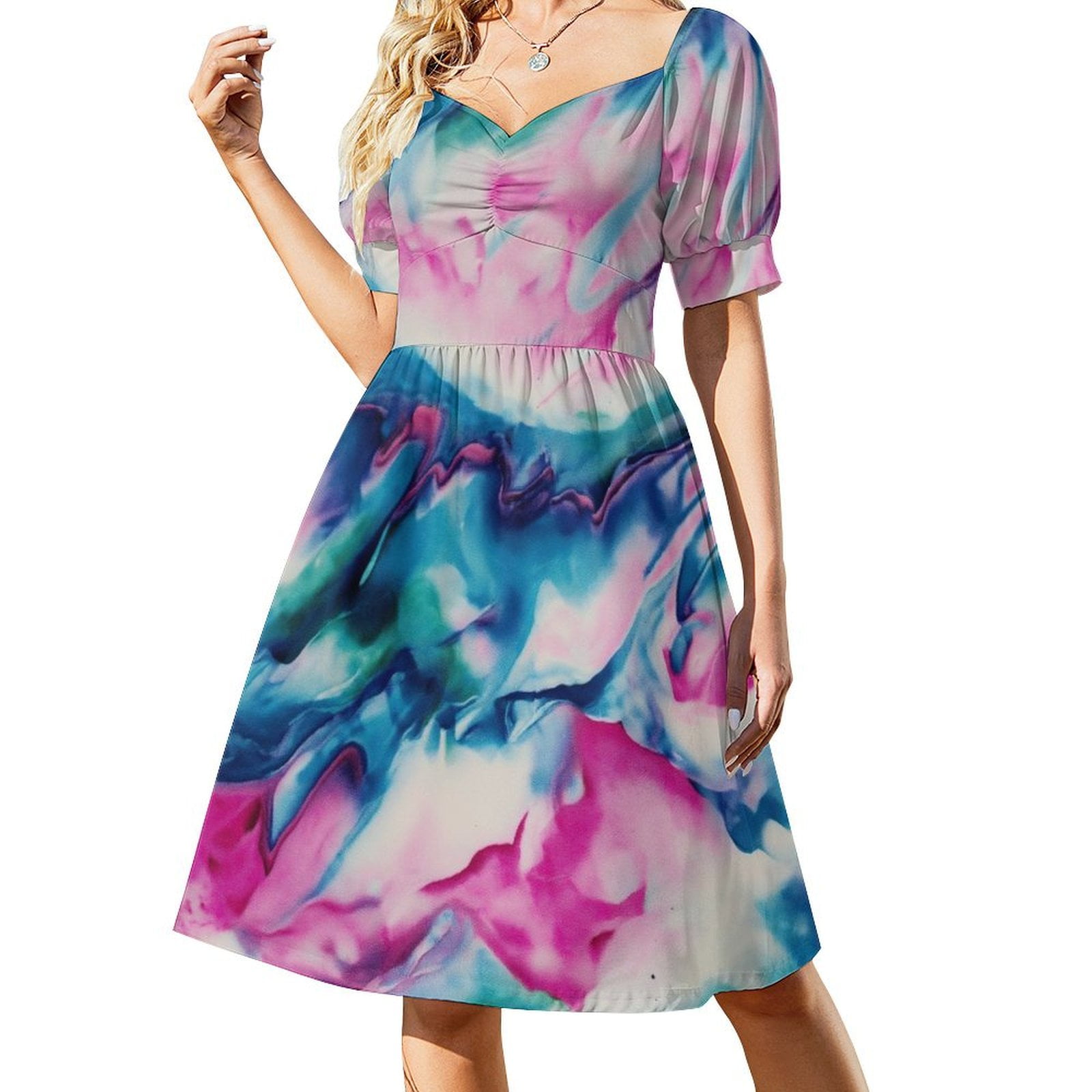 Womens Casual Dresses Colorful Tie Dye Vortex Short Sleeve Dress Summer Dresses for Women 2025 ...