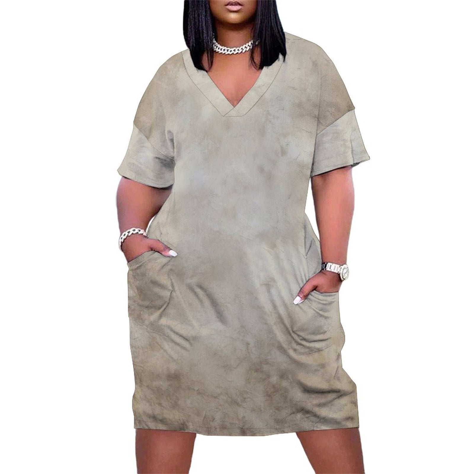 Womens Casual Dresses Marble Texture Short Sleeve Dress Summer Dresses ...