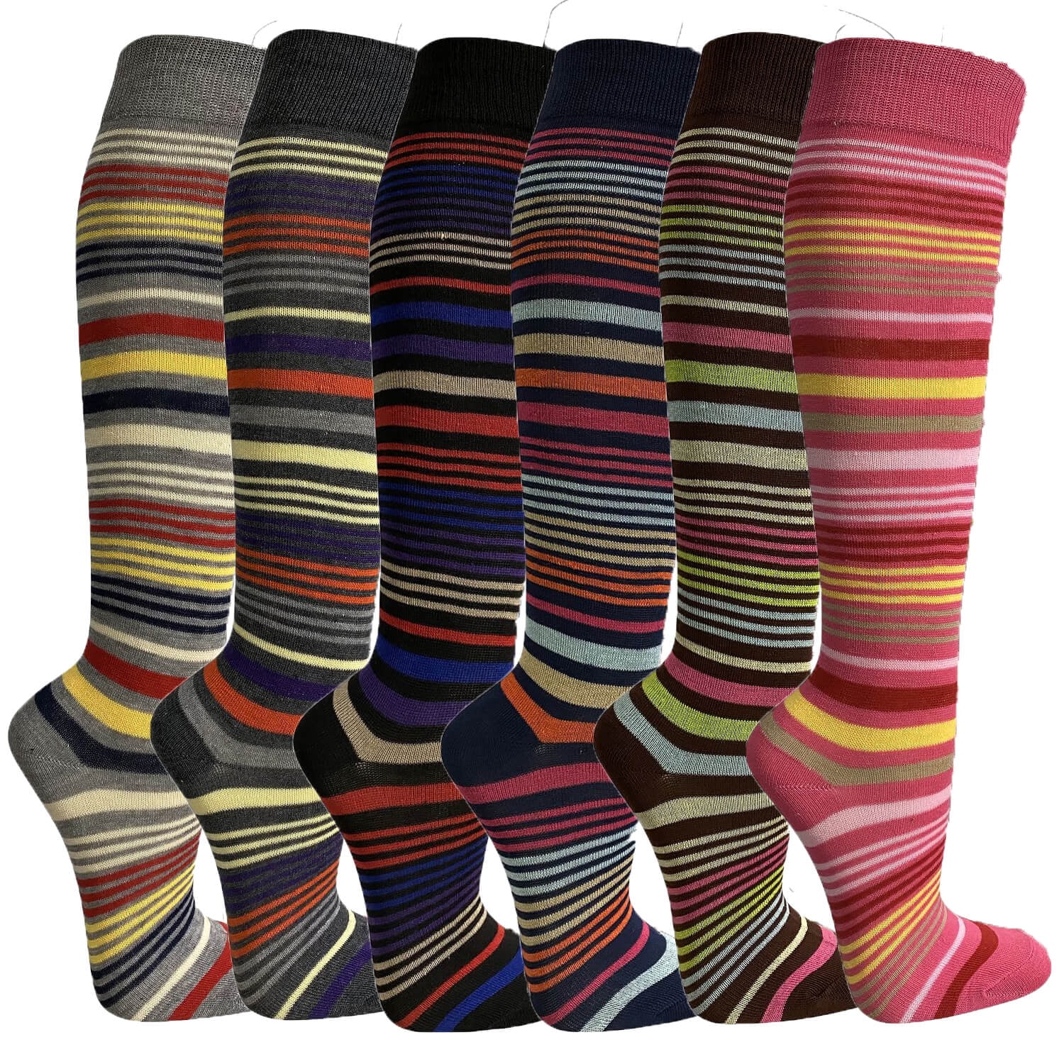Womens Casual Knee High Socks Patterned Colors Fashion Socks (Multi ...