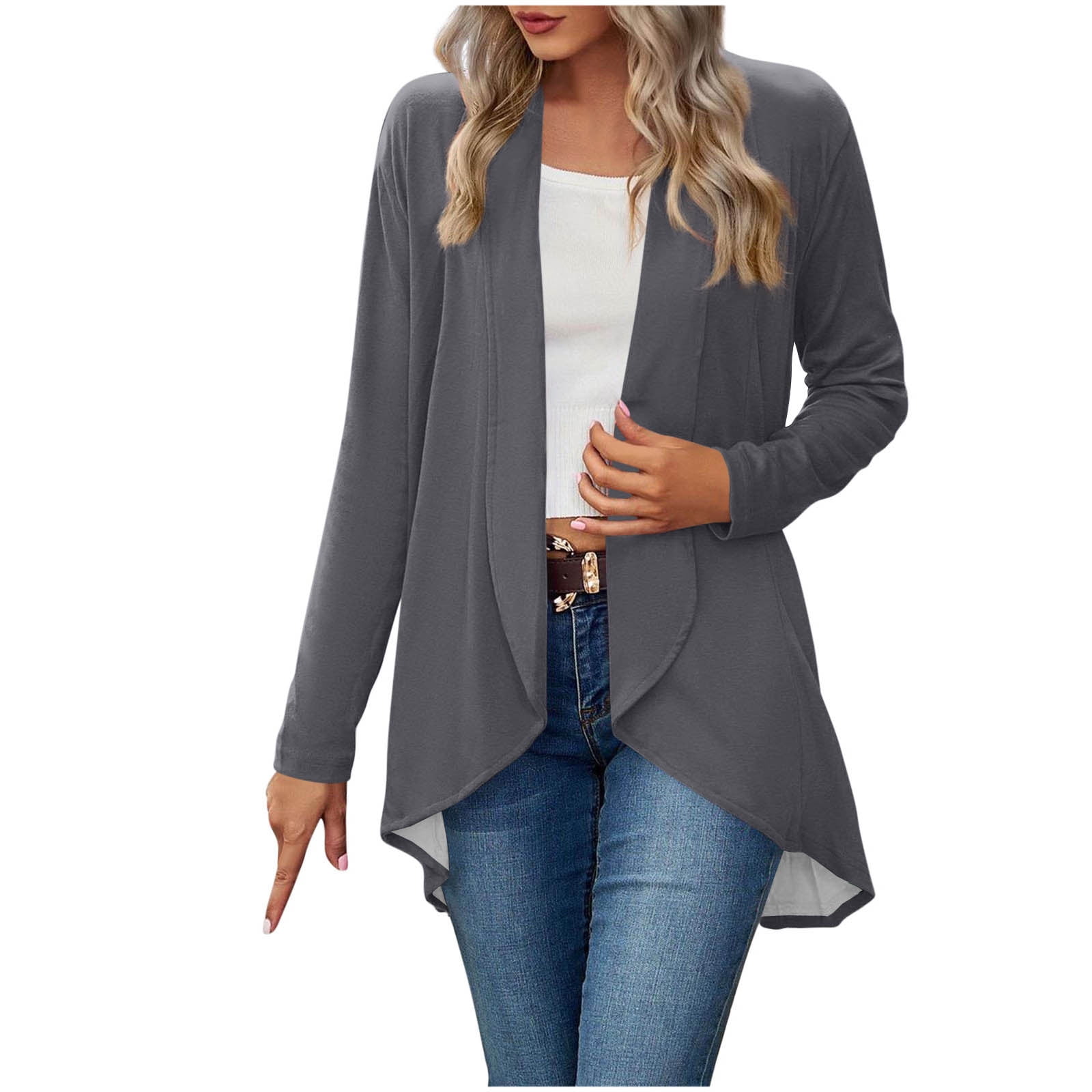 Womens Casual Lightweight Cardigans Long Sleeve Open Front Cardigan ...