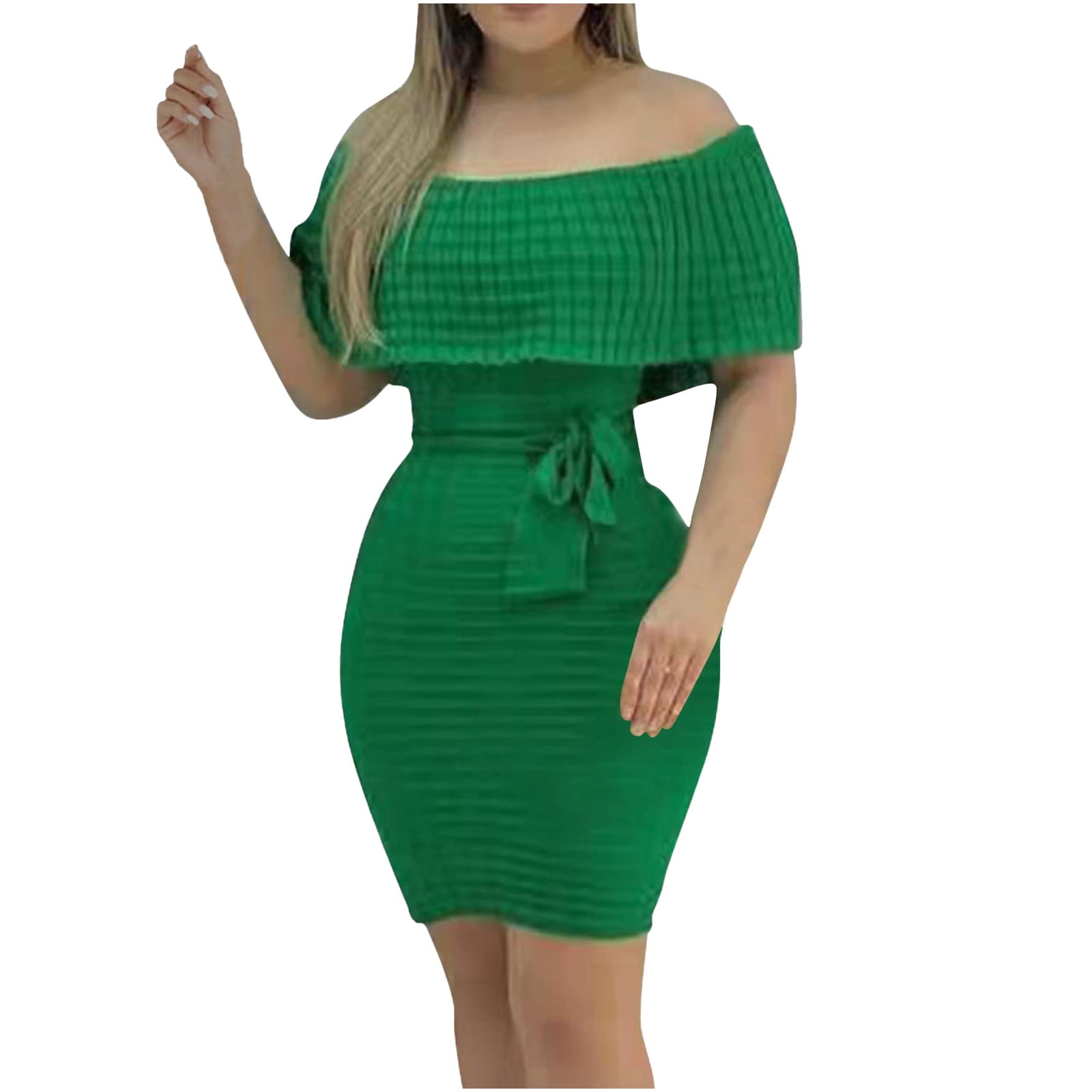 Womens Casual Off Shoulder Backless Pullover Short Sleeve Bandage Solid ...