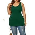 Womens Casual Solid Scoop Neck Tank Dark Green Plus Size Tank Tops And Camis Womens