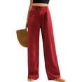 Womens Casual Wide Leg Pants High Waisted Button Down Straight Long