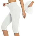 Womens Casual Yoga Capris High Waist Knee Length Leggings Workout Exercise Capris for Summer ...