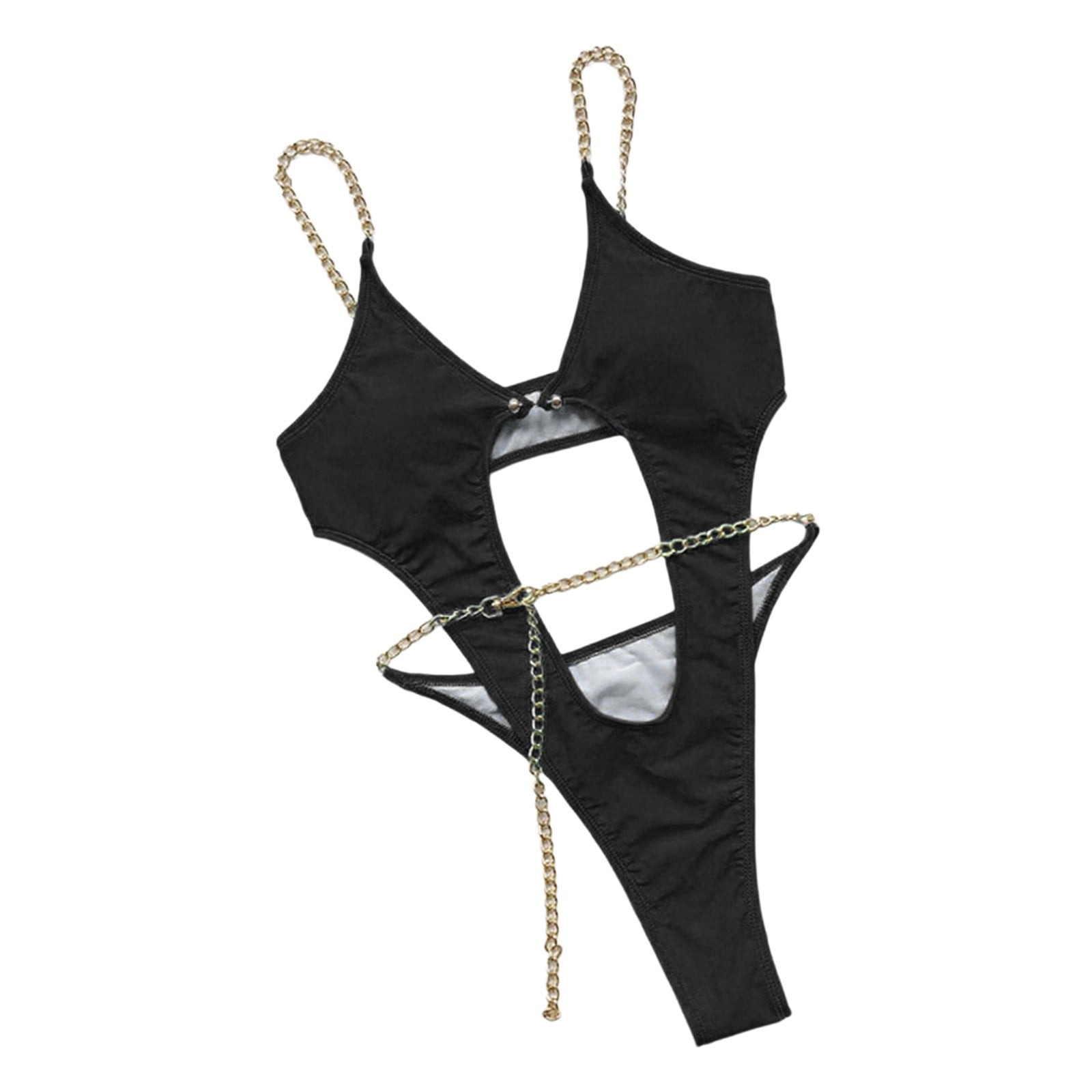 Womens Chain Bikini Swimsuit Cutout Bathing Suit Slim Fit Stretchable ...
