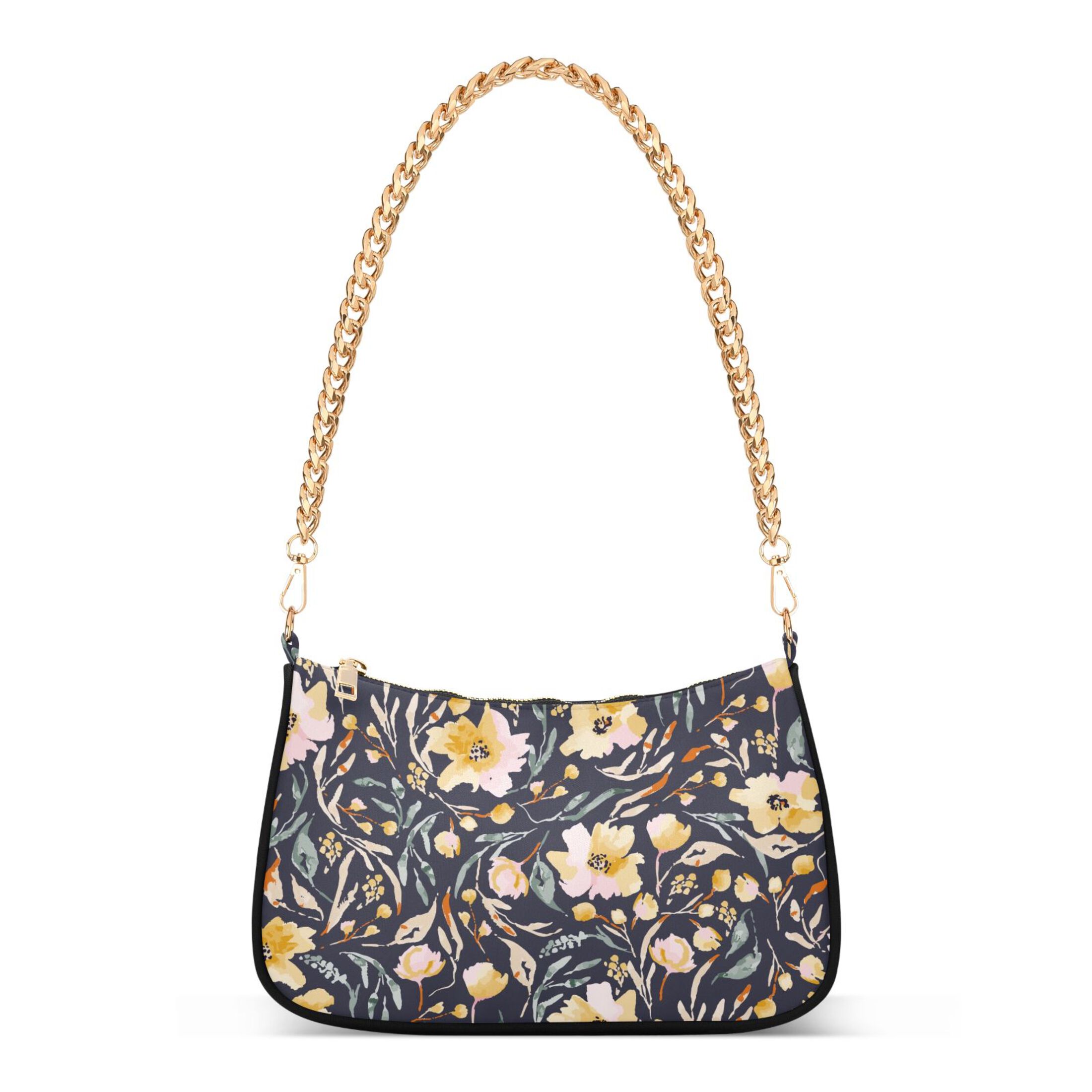 Womens Chain Shoulder Bag Cute Wildflowers Watercolor Classic Tote ...