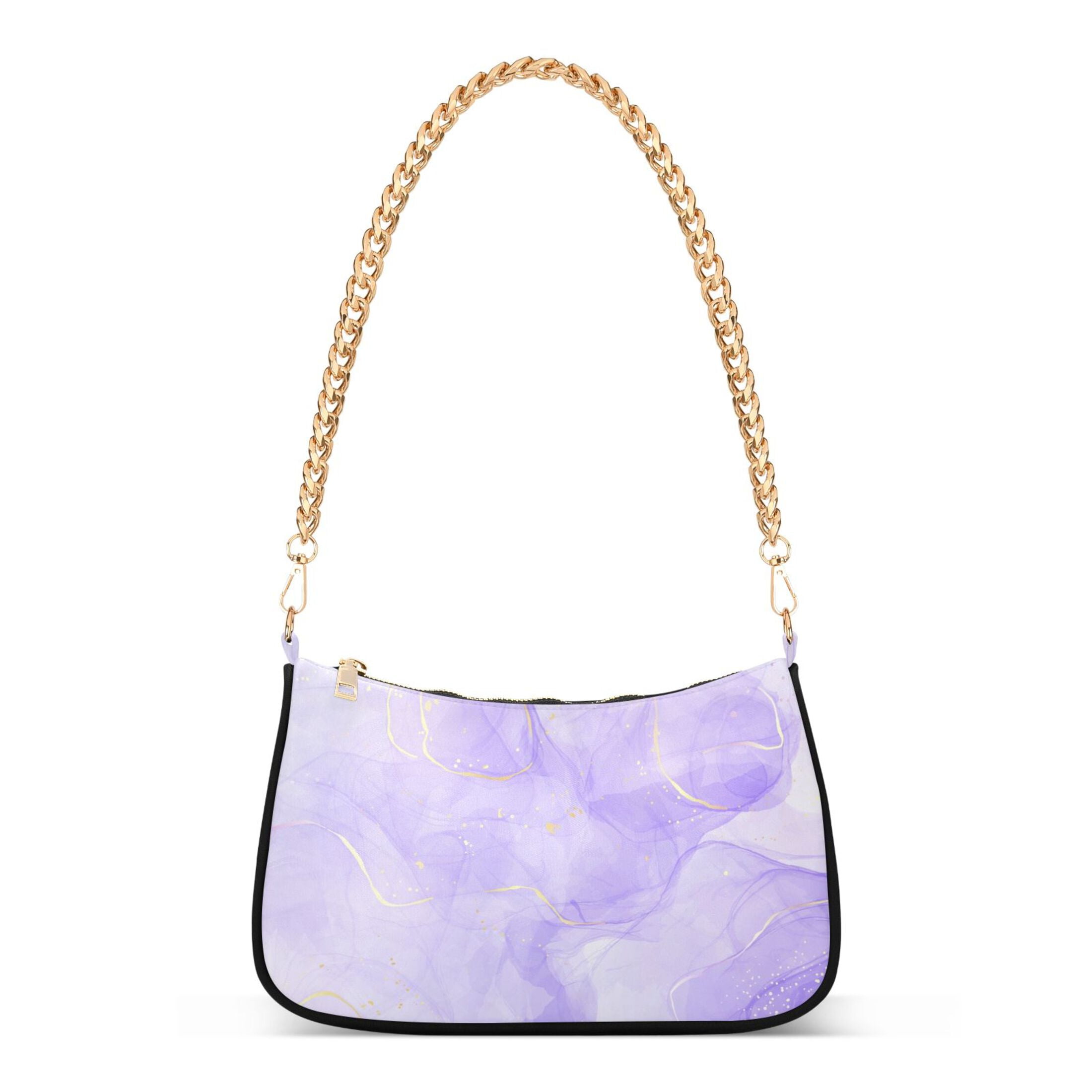 Womens Chain Shoulder Bag Purple Lavender Liquid Classic Tote Handbags ...