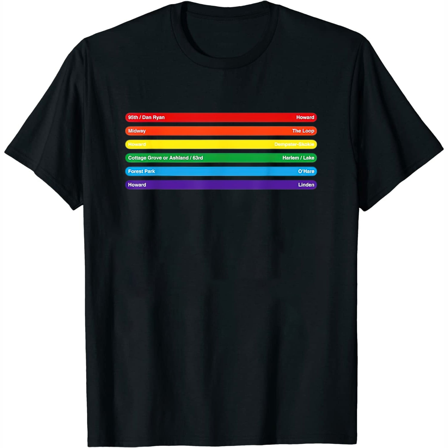 Womens Chicago Pride Lgbt Gay Rainbow Flag Color Train Line T-Shirt ...