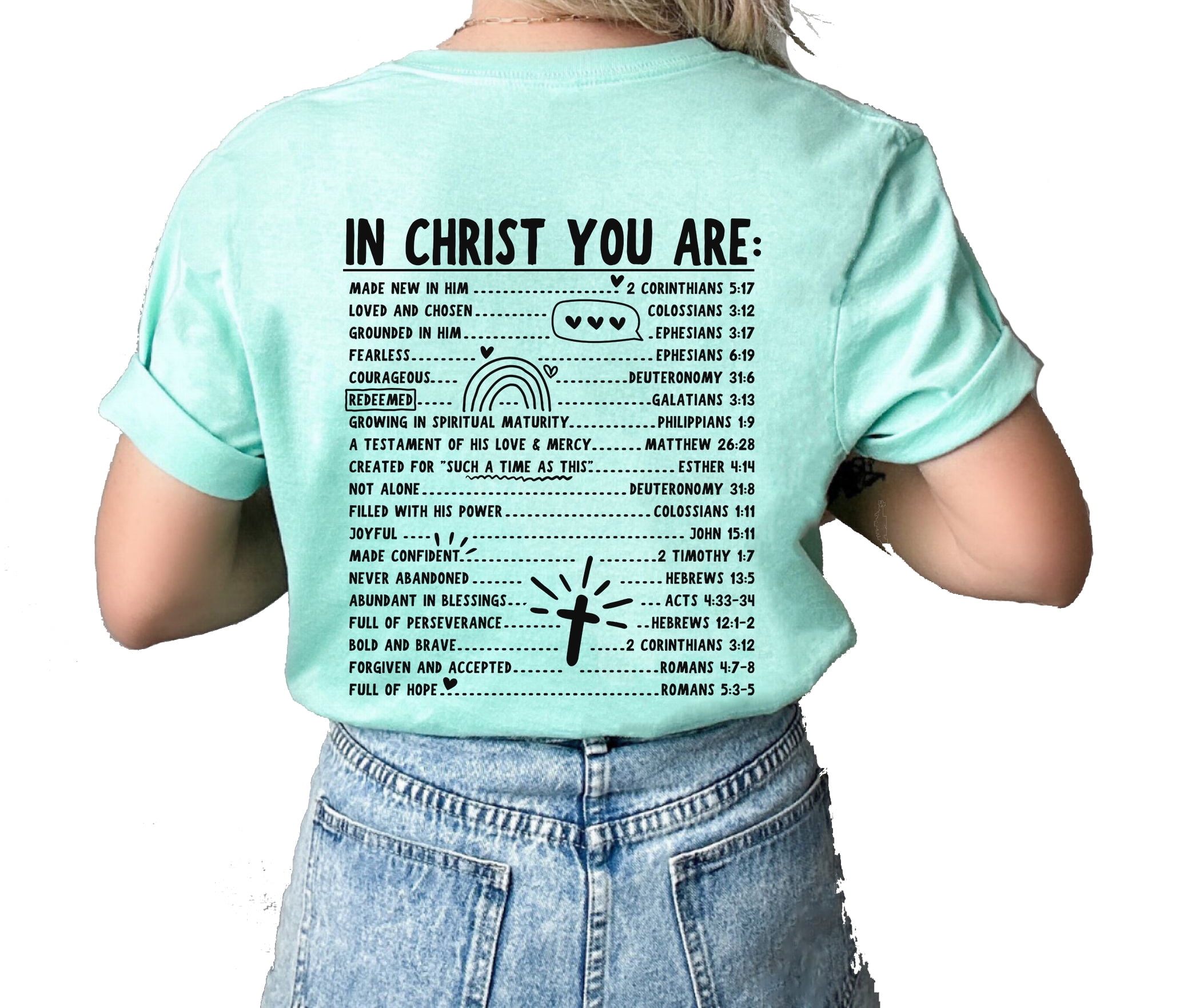 Womens Christian Tshirt In Christ You Are Loved Scripture BIble Verses ...