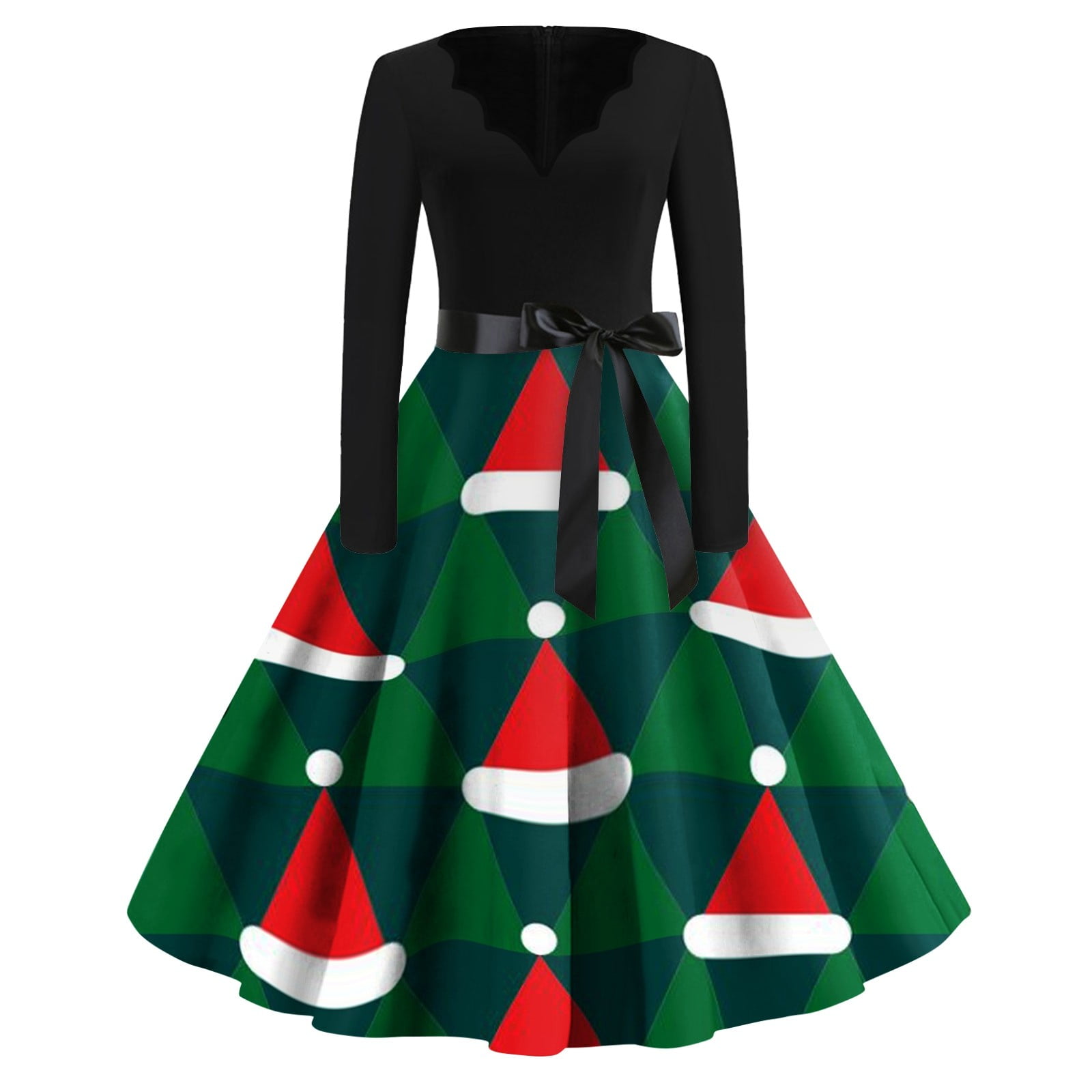 Womens Christmas Dress 1950s Plus Size Cute Glitter Xmas Tree Print ...