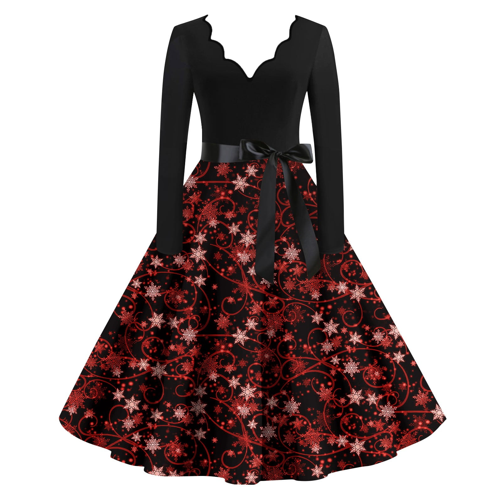 Womens Christmas Dress 2024 Plus Size Glitter Xmas Tree Print Dresses ...