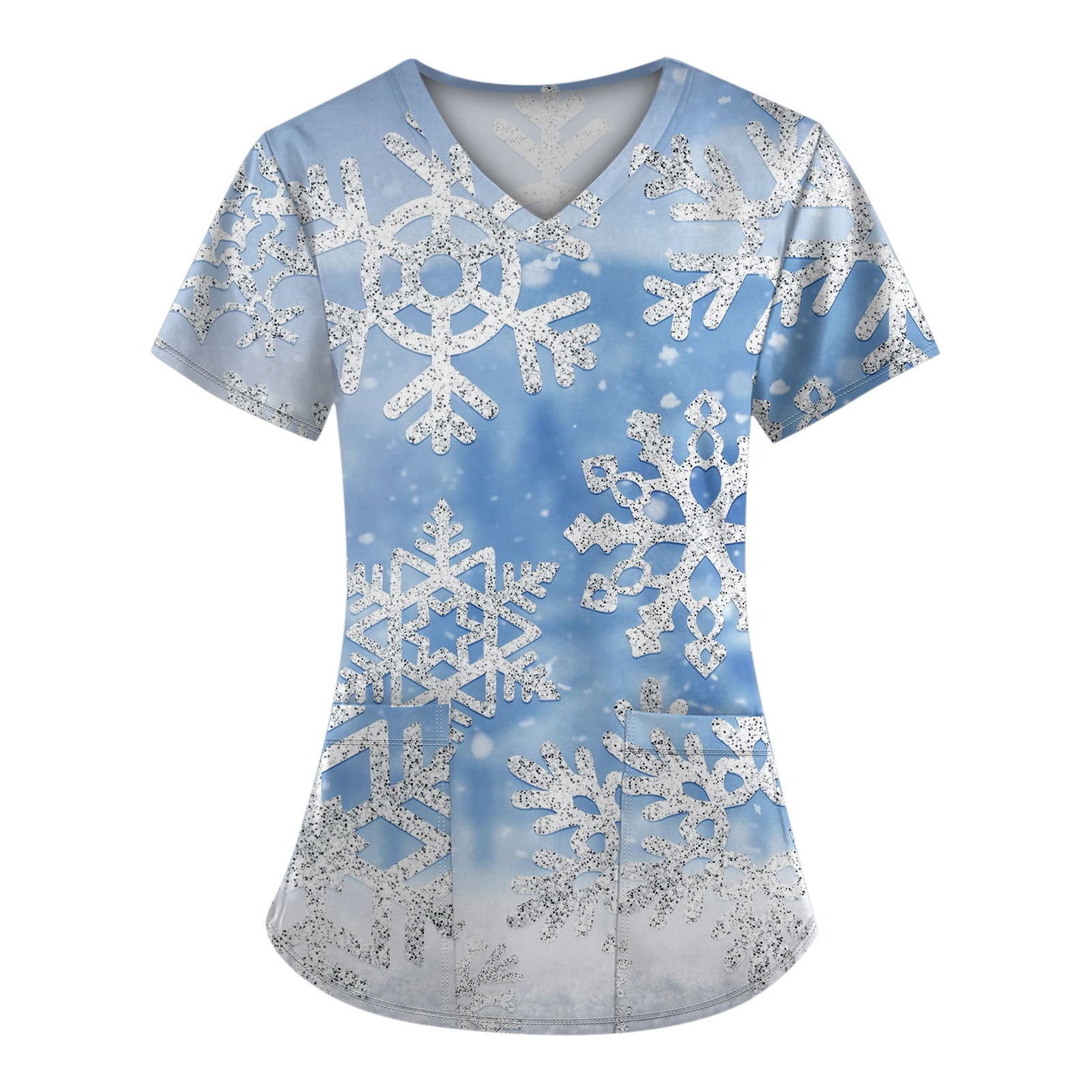 Womens Christmas Nurse Uniforms Christmas Trees Graphic Workwear T