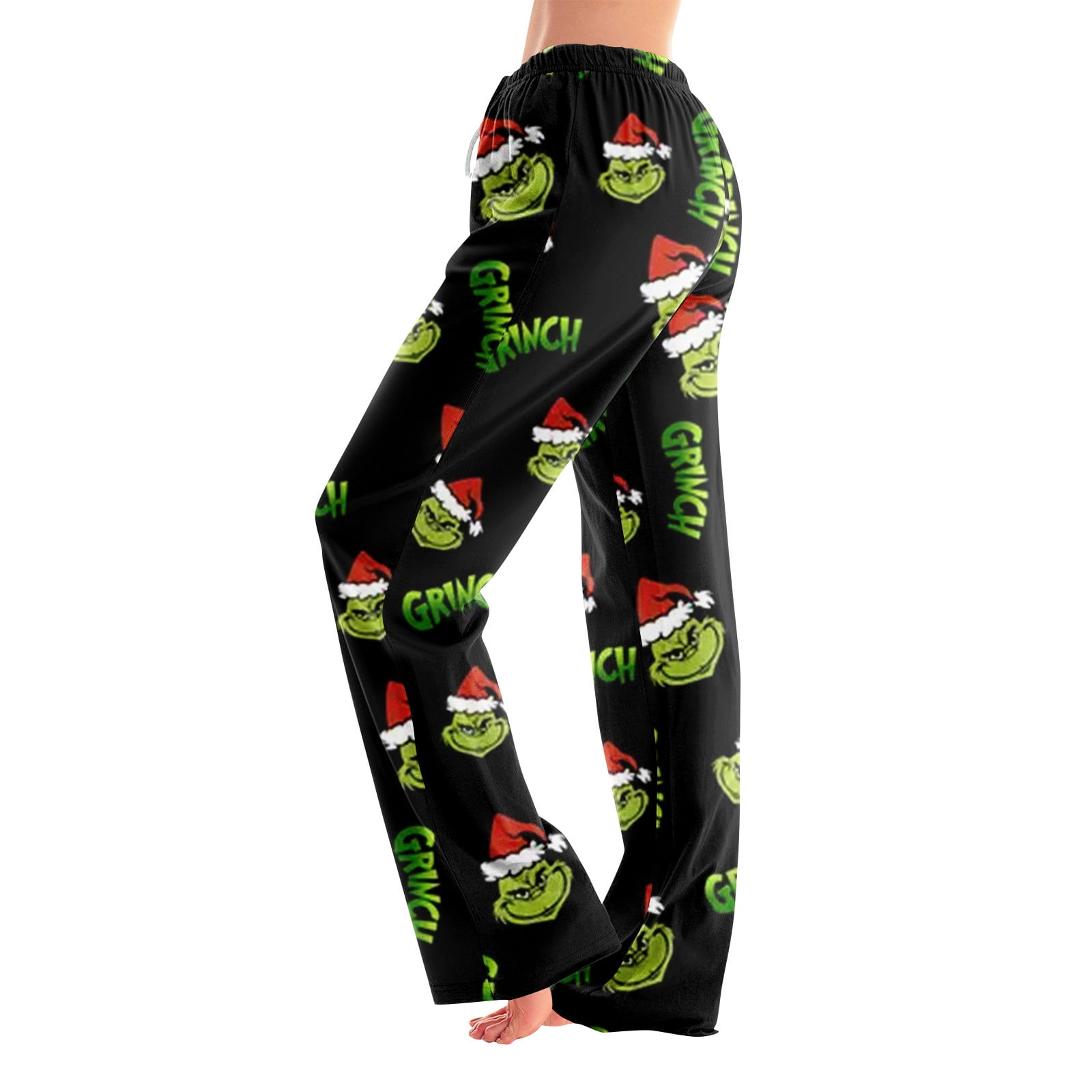 Womens Christmas Pant Ladies Xmas Plus Size Pajama Pants Black M ...