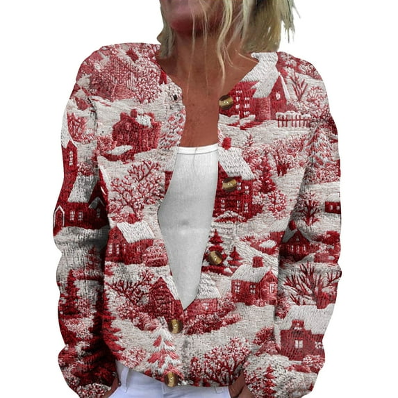 Womens Christmas Sweatshirts Cute Print Pullover Trendy Christmas ...