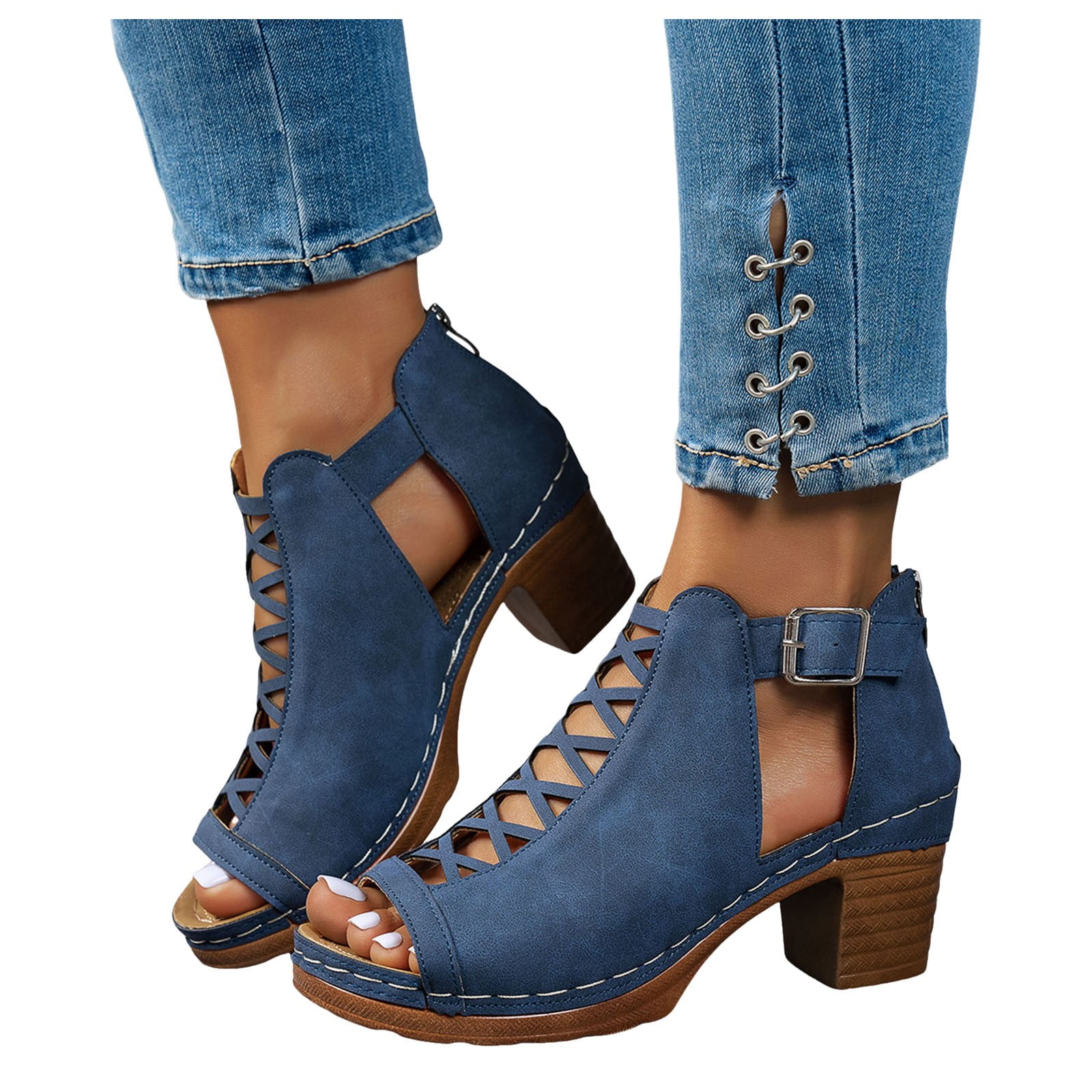Womens Heel Sandals 2025 Trendy Dressy Sildes Fashion Open Toe Ankle ...