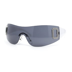 Women's Luxury Designer Sunglasses - Elegant Rimless Shield Wrap Style ...