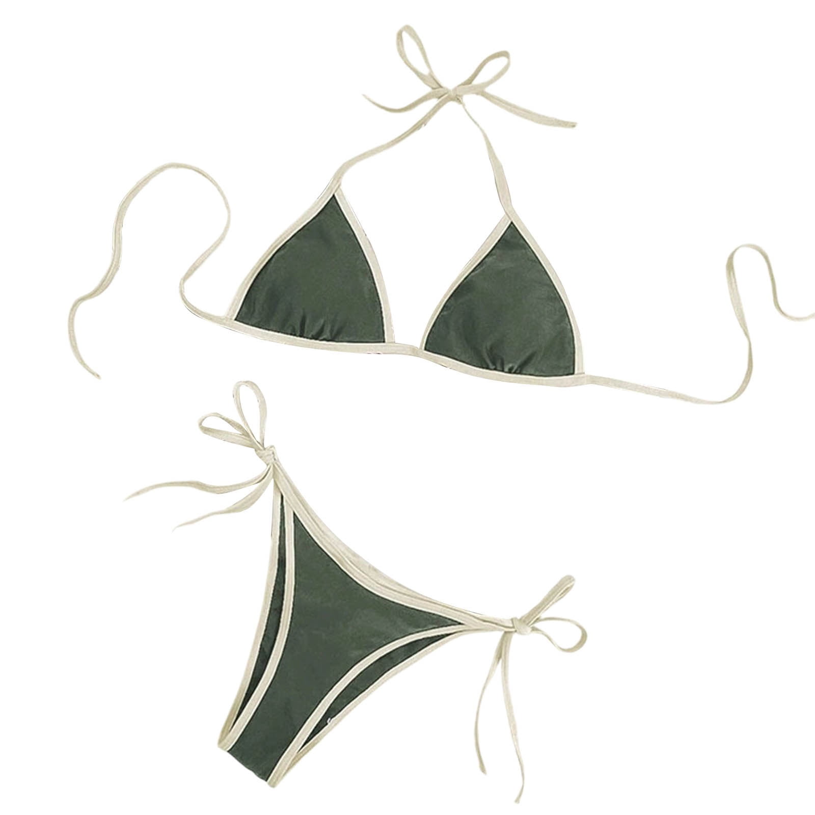Womens Classic Bikini Set, Strap Backless Top with Side Tie High Cut ...