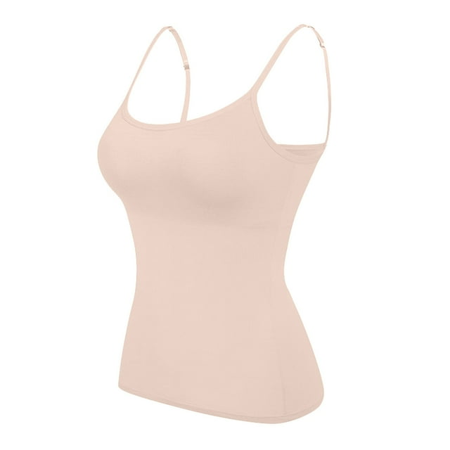 Womens Clearance，Women's Cami with Built-in Shelf Bra, Stretch Cotton ...