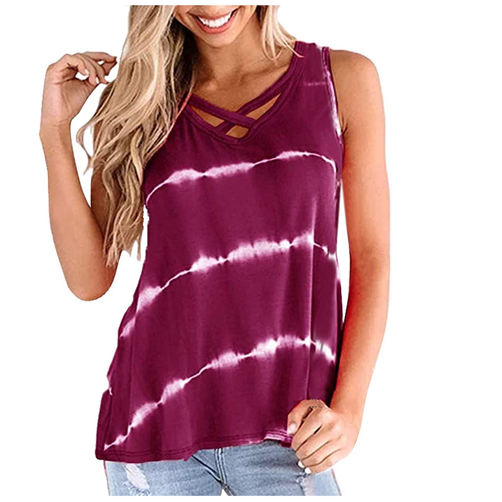 Womens Clothes under $5.00 Clothing Fashion Women Printed Stripe V-Neck ...