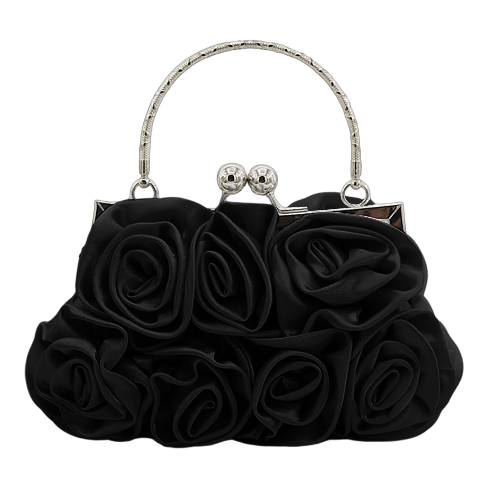 Womens Clutch Purse,3D Rose Flower Satin Elegant Mini Evening Handbag ...
