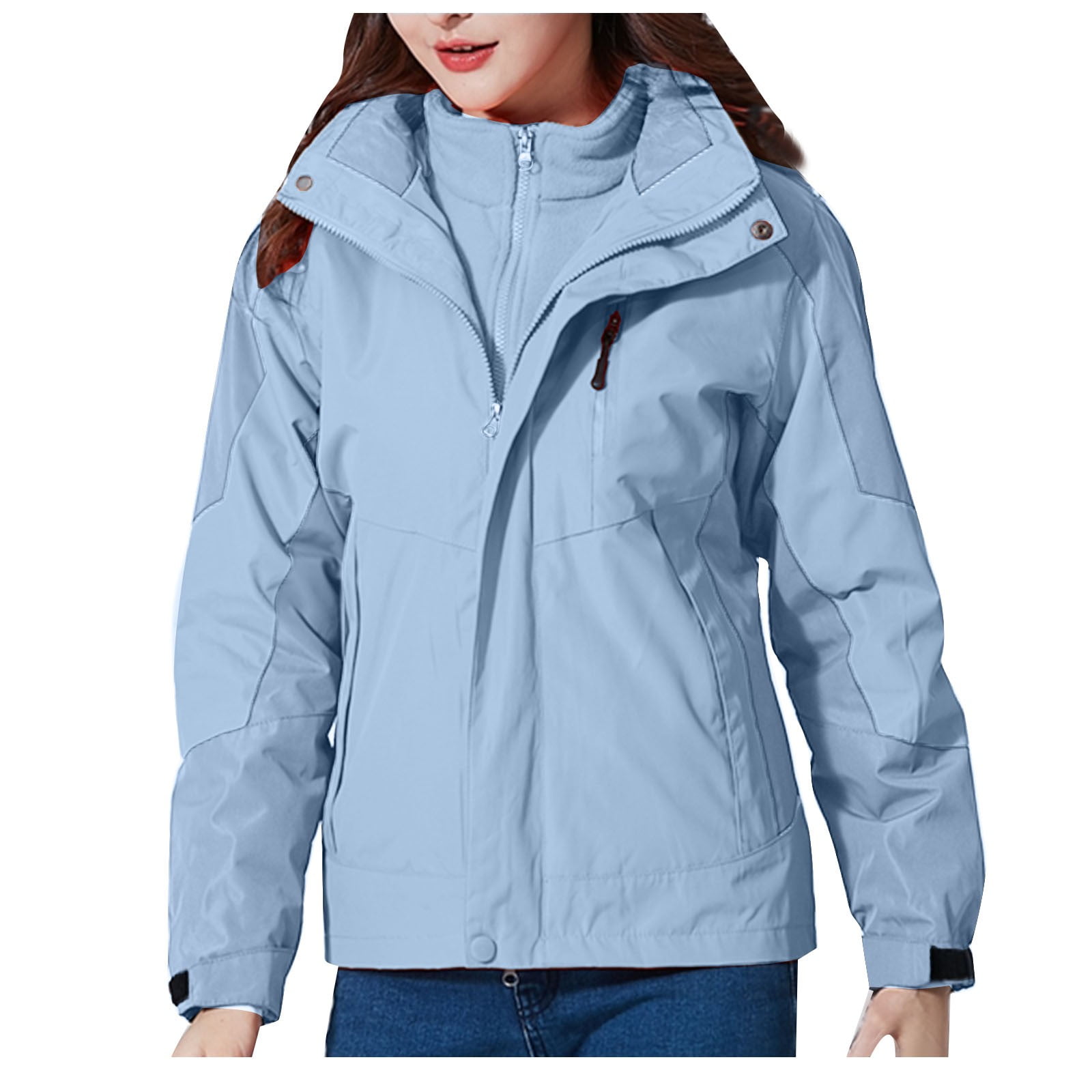 Womens Coats Outerwear Winter Women Detachable Cap and Windproof Thick ...