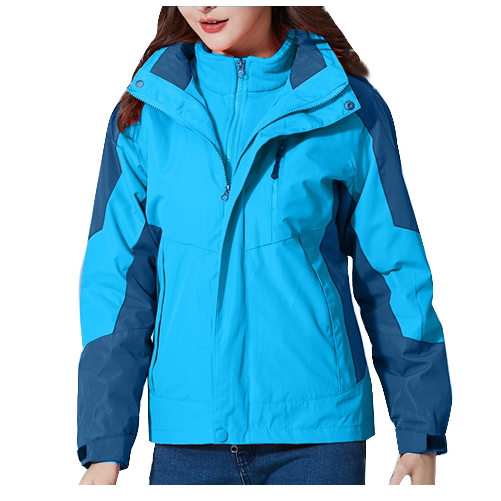 Womens Coats Outerwear Winter Women Detachable Cap and Windproof Thick ...