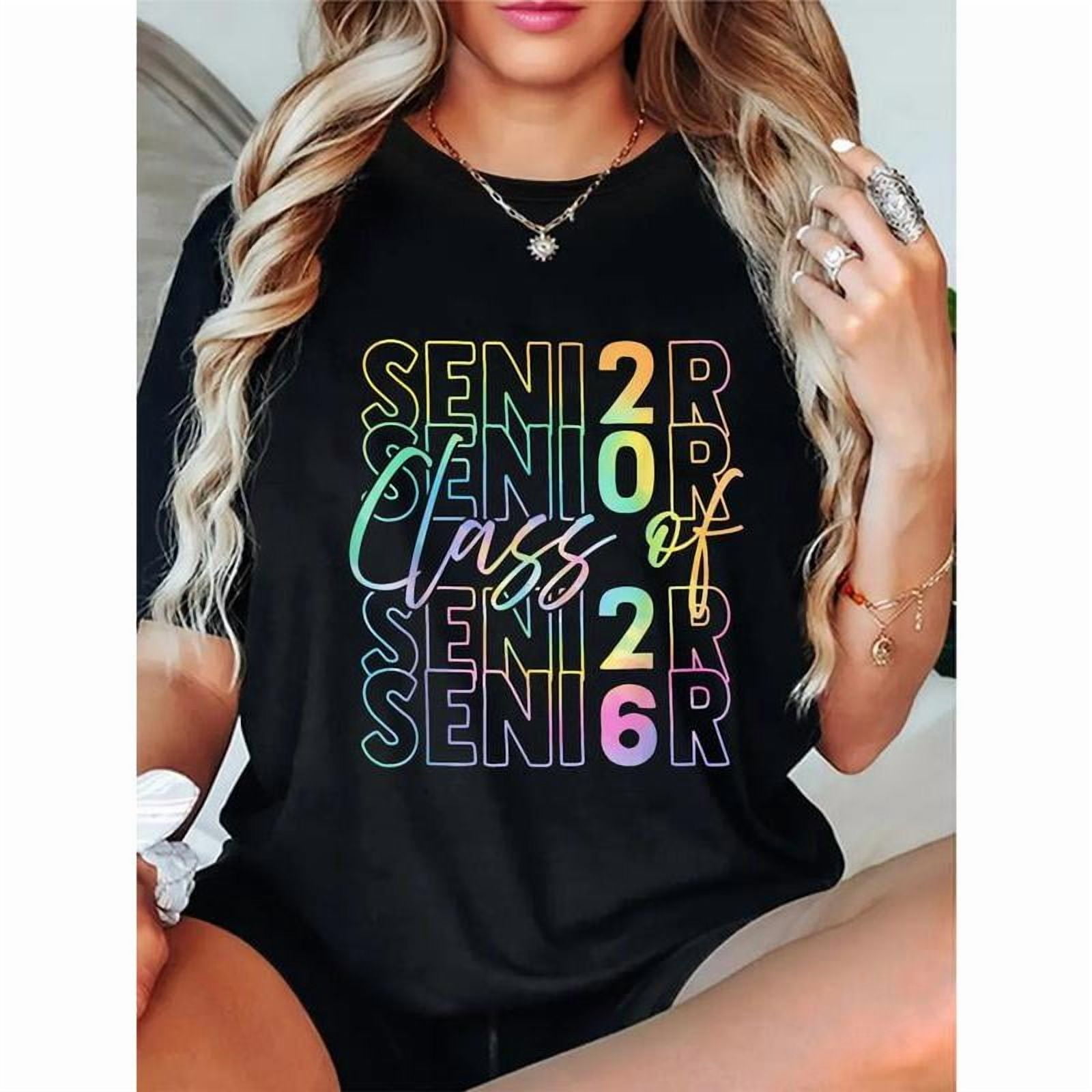 Womens Colorful Class of 2026 Senior Graphic Tees Vibrant Graduation ...
