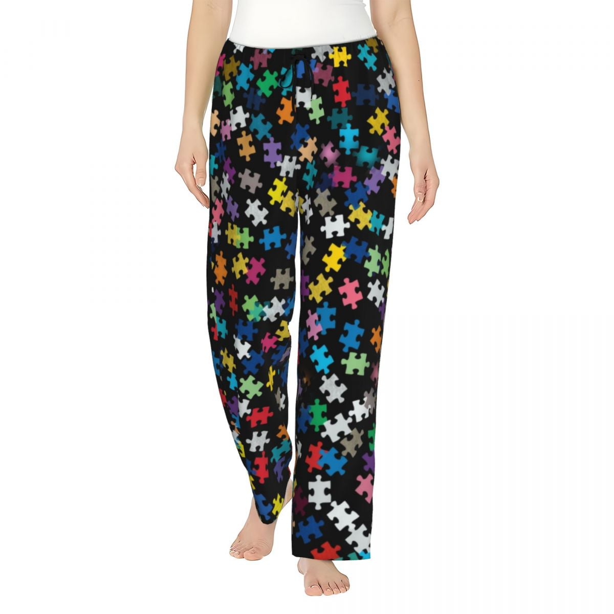 Womens Colorful Jigsaw Puzzles Autism Awareness Pajama Pants Custom ...