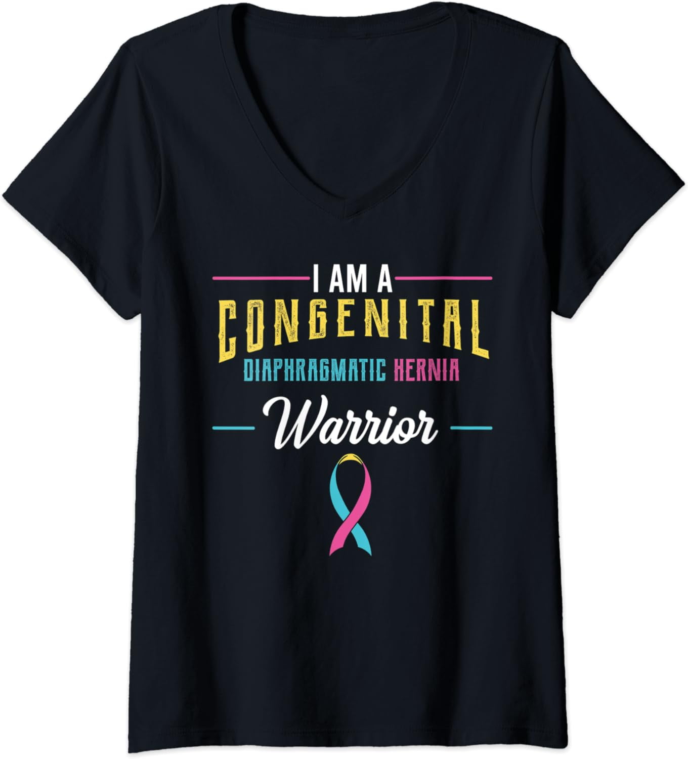 Womens Congenital Diaphragmatic Hernia Awareness Ribbon CDH Warrior V-Neck T-Shirt - Walmart.com