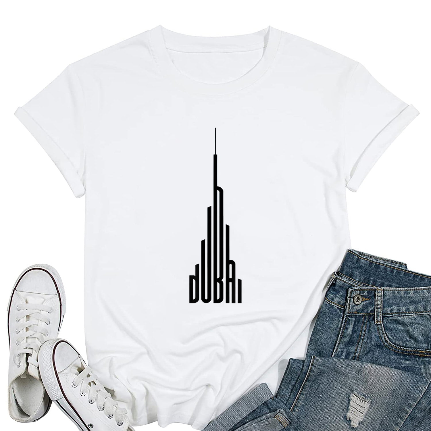 Womens Cool Dubai Burj Khalifa Skyscraper Vintage Royalty Dubai UAE T ...