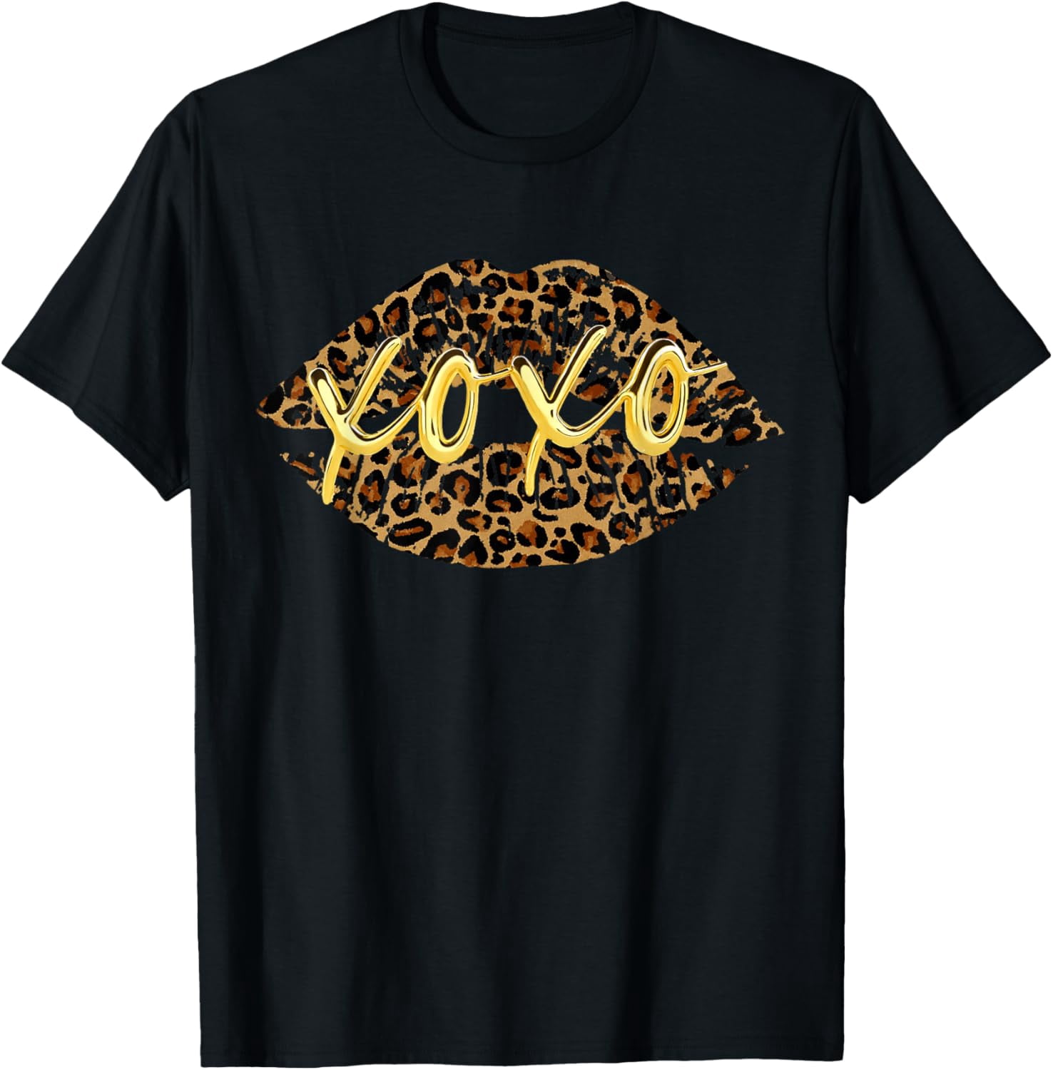 Womens Cool Leopard Lips XOXO Print Valentine Love T-Shirt - Walmart.com