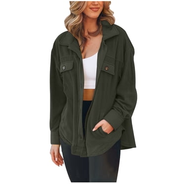 MOSHU Women's Flannel Plaid Shacket Jacket with Hood and Pocket, Button ...