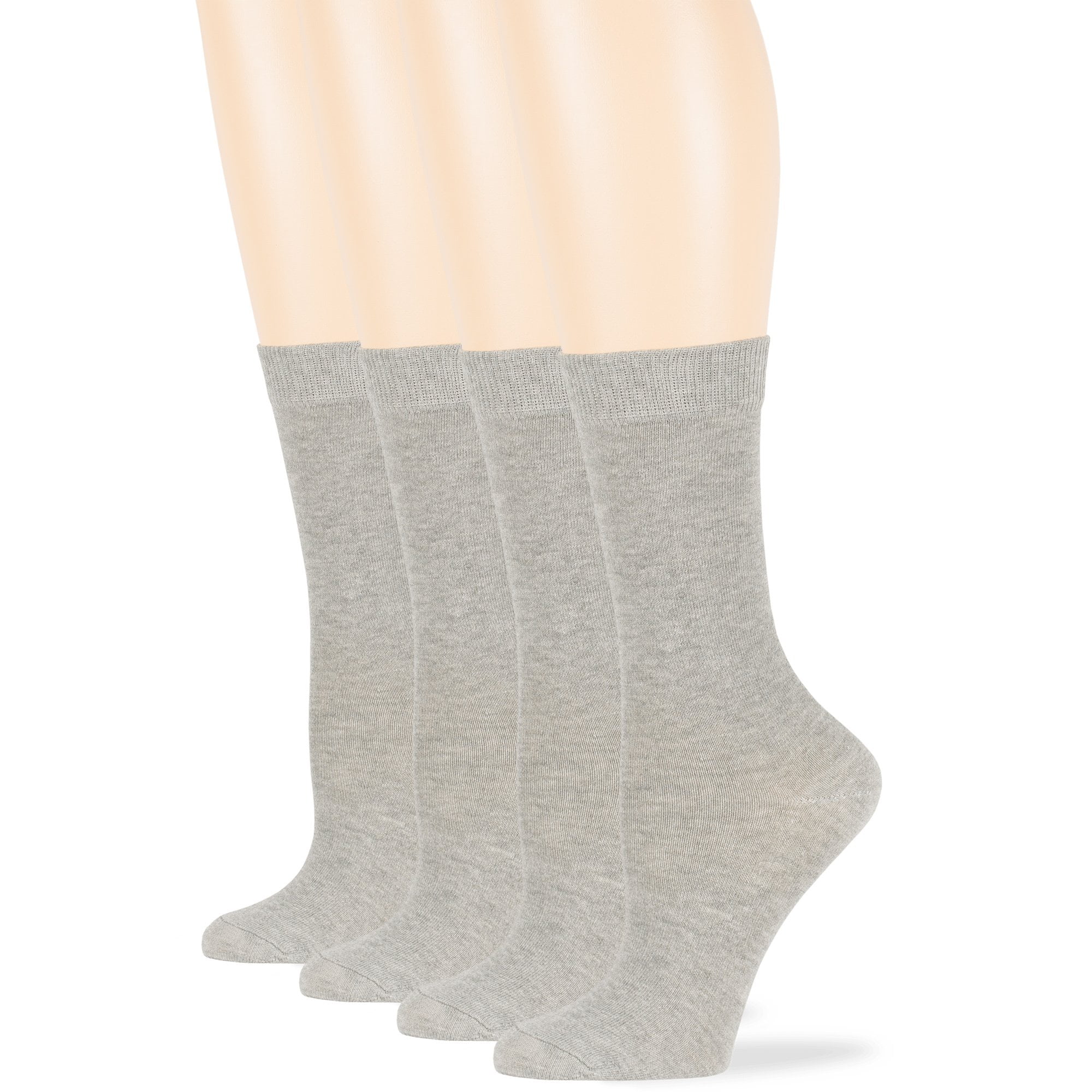 7 BIG STARS Women's Cotton Crew Socks, Size 9-11, Grey, 4 Pack ...