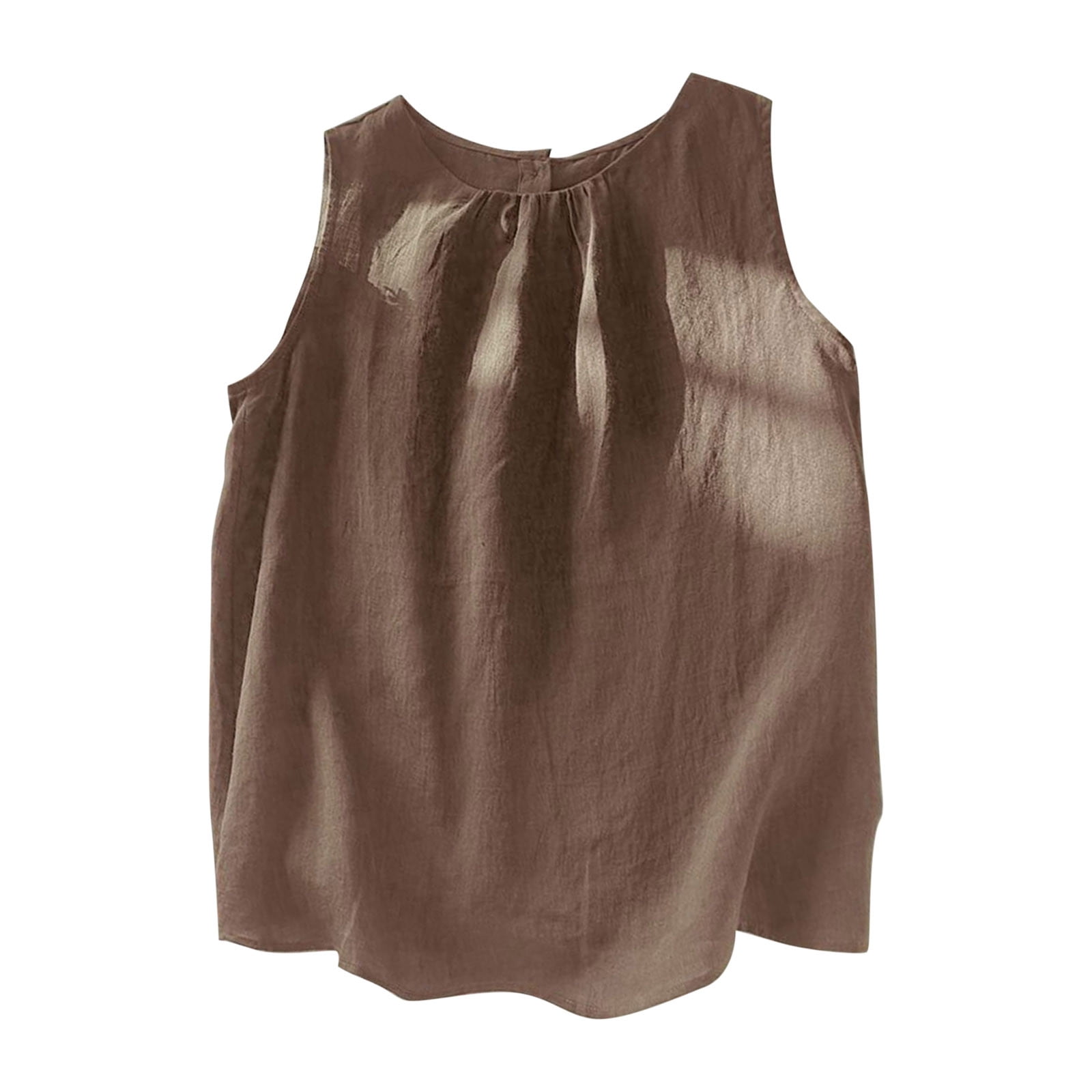 Womens Cotton Linen Gauze Tank Tops Summer Sleeveless Gauze Shirts ...