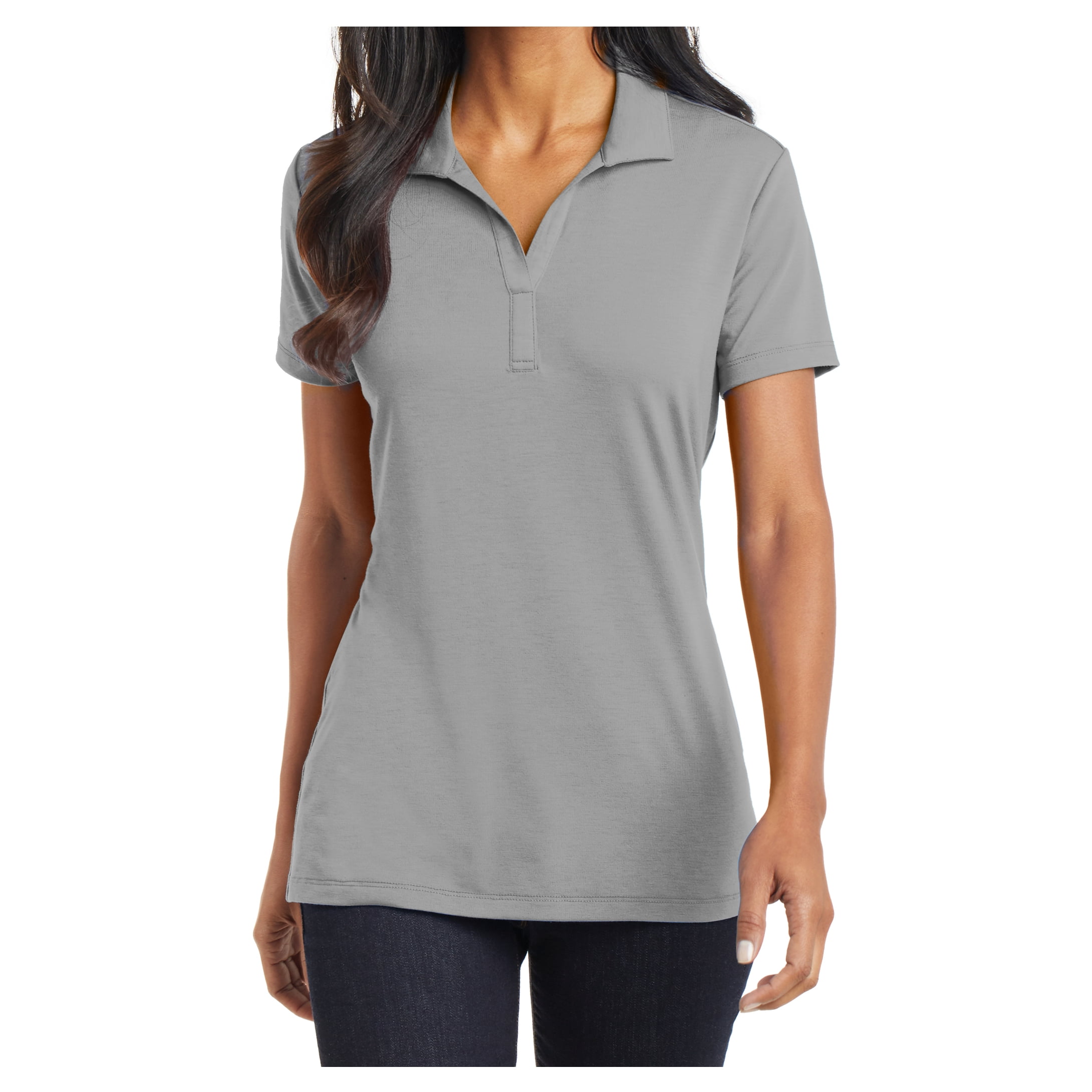 Womens Cotton Touch Performance Polyester/Spandex Polo T-Shirt Frost ...