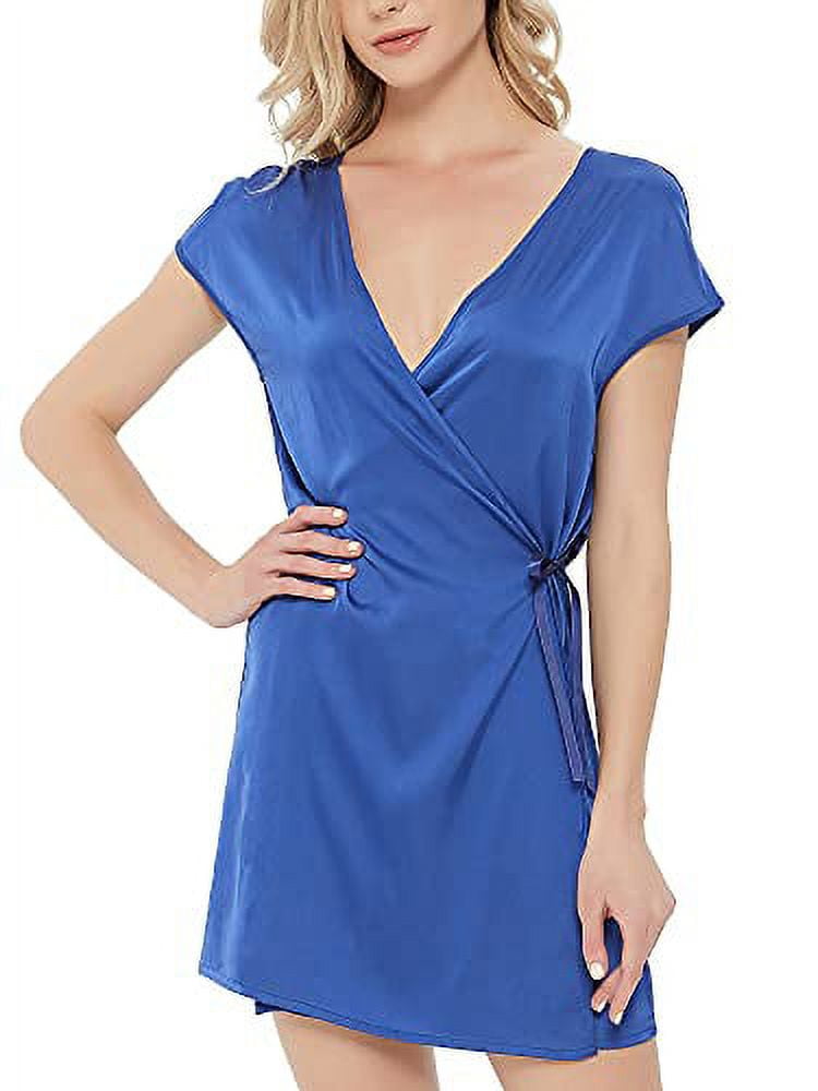 Womens Cover Up Lingerie Robe Satin Kimono Robes Sexy Cap Sleeve ...
