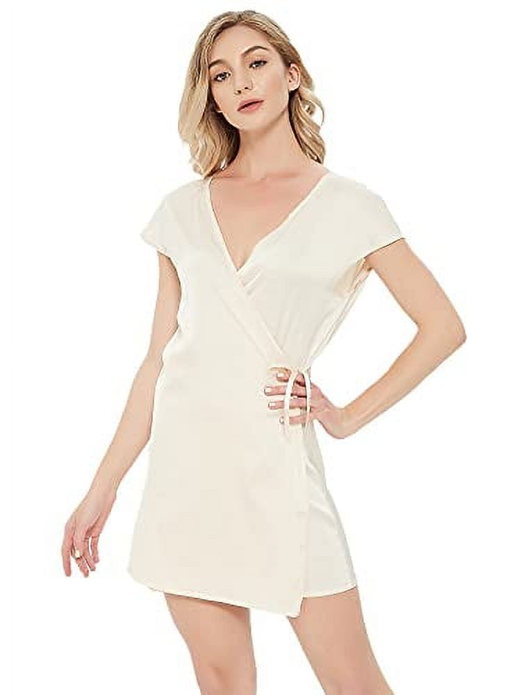 Womens Cover Up Lingerie Robe Satin Kimono Robes Sexy Cap Sleeve ...