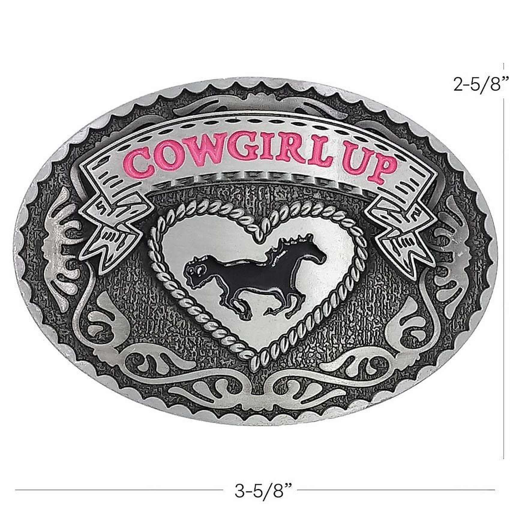 Womens Cowgirl Up Rodeo Western Horse Belt Buckle Silver Cowboy Horse ...