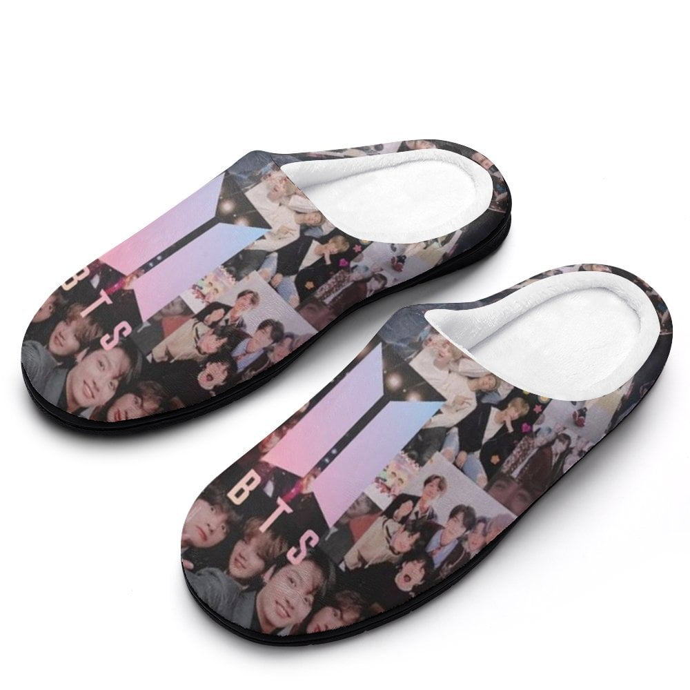 Womens Cozy Slippers Kpop BTS Warm Soft Plush Slipper Slip-on House ...