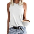 Womens Crew Neck Tank Tops Casual Loose Fit Sleeveless Shirt S 2xl