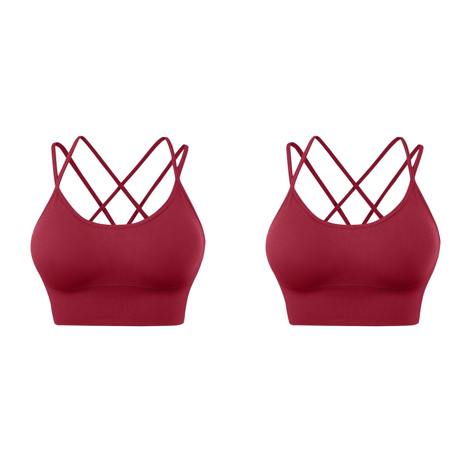 Womens Cross Back Sport Bras Padded Strappy Criss Cross Cropped Bras ...