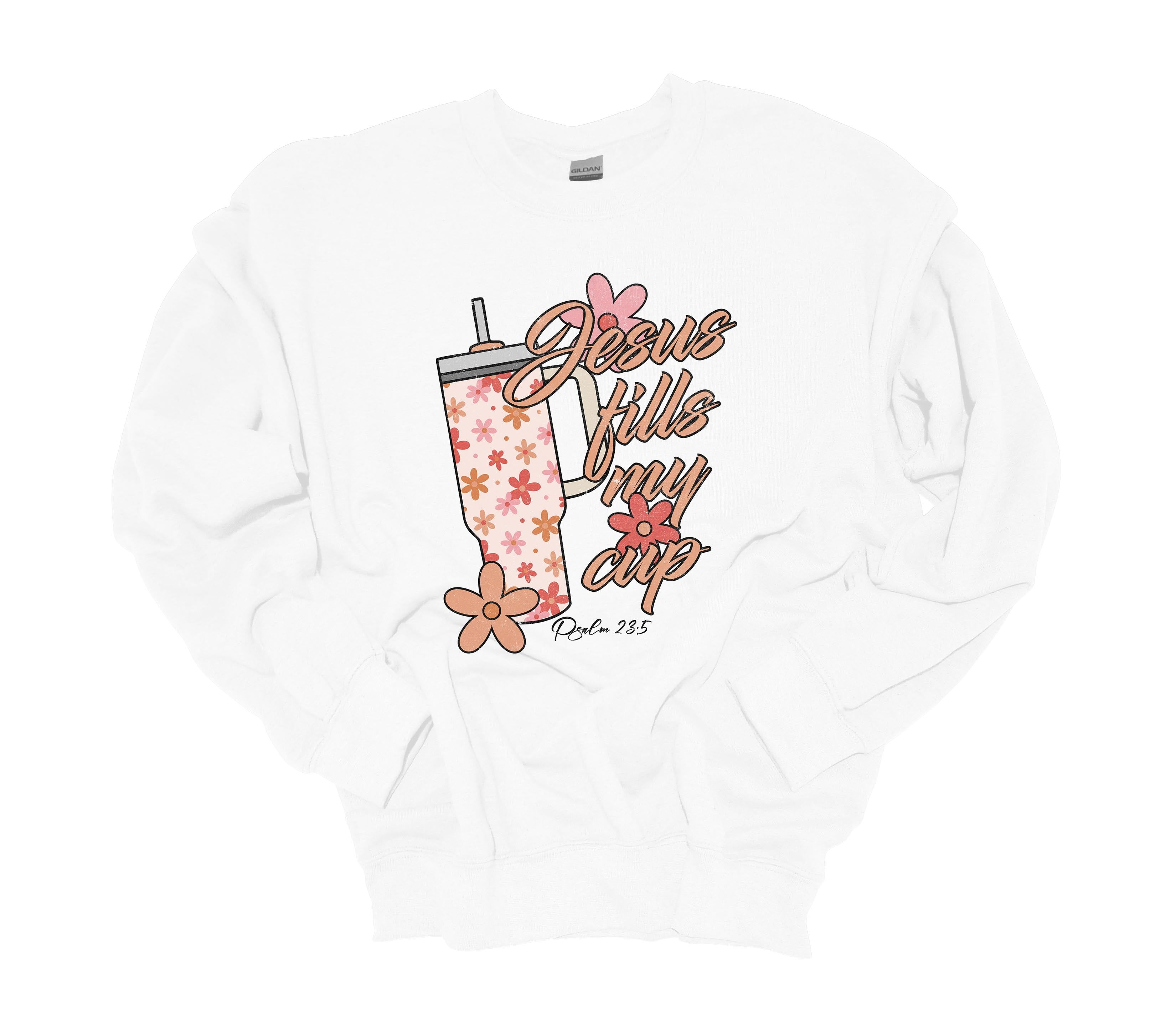 Womens Cup Sweatshirt Funny Jesus Fills My Cup Printed Tumbler Crewneck ...