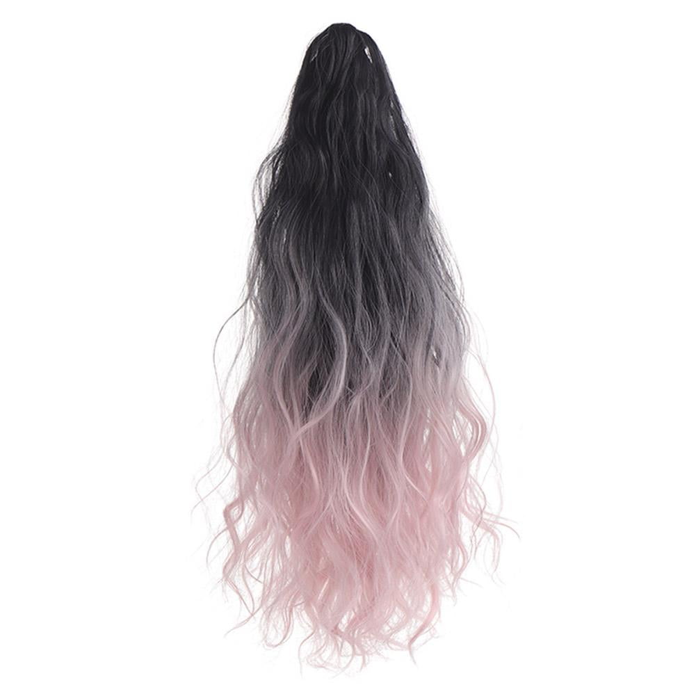 Womens Curly Hair Gradual Change Ponytail Wig Realistic Fluffy ...