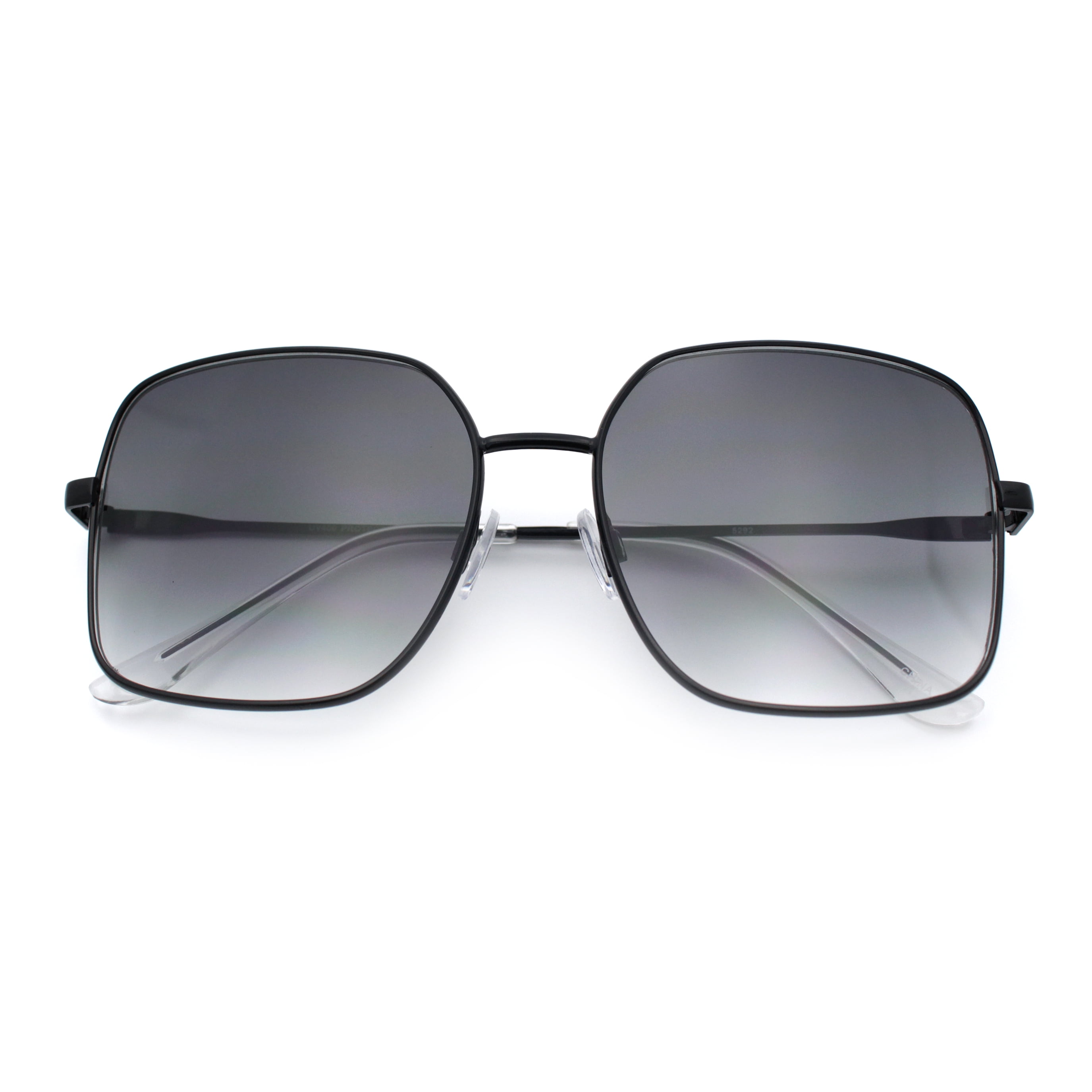 Womens Curved Concave Face Rectangle Oversized Metal Rim Sunglasses ...