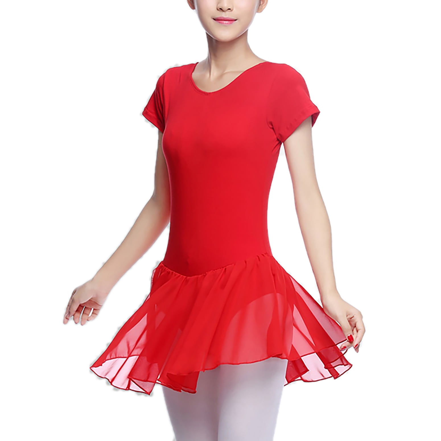 Womens Cut Out Skirted Leotard Ballet Gymnastics Dance for Competition ...