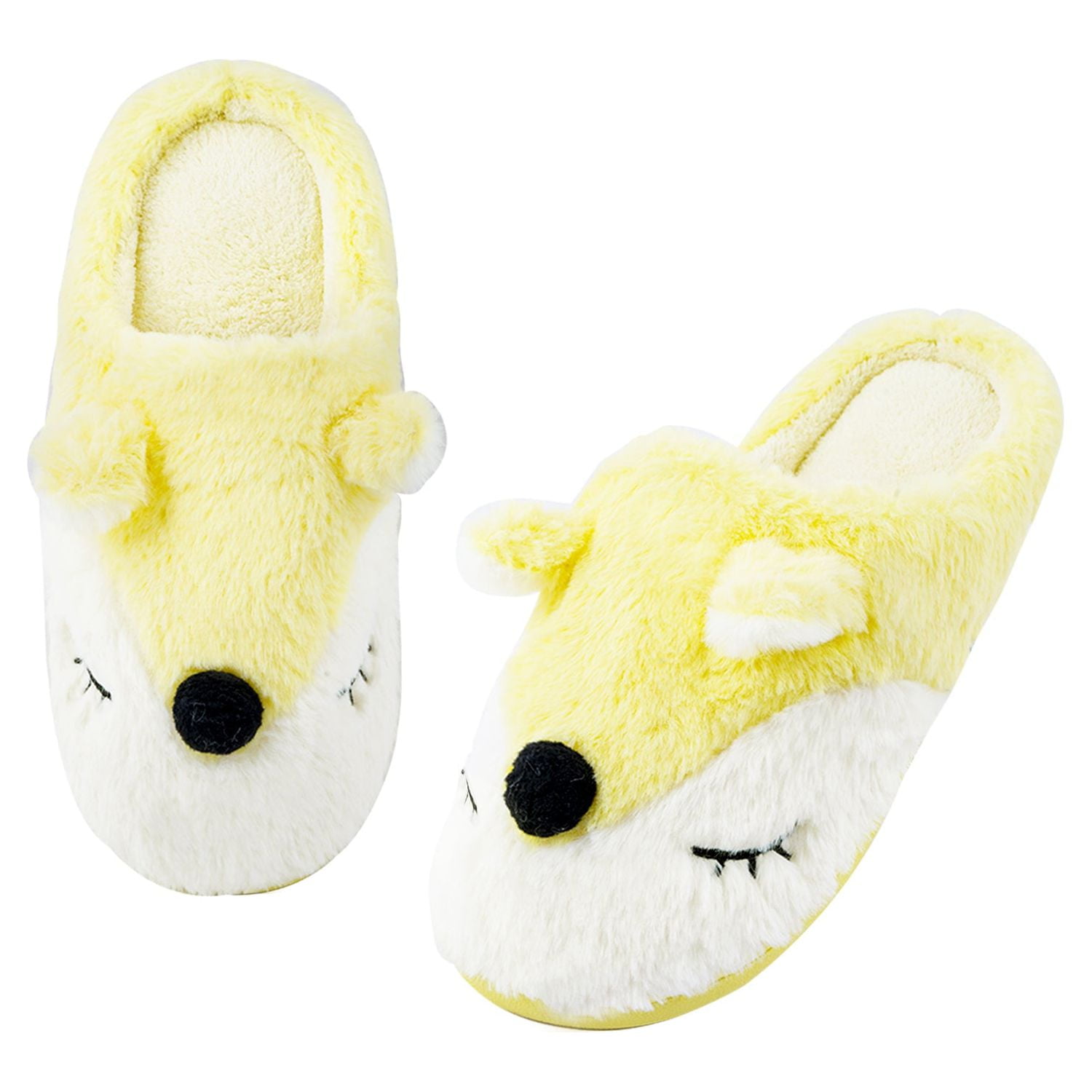 Womens Cute Animal Slippers Cozy Warm Memory Foam Furry Foot Pals Soft ...